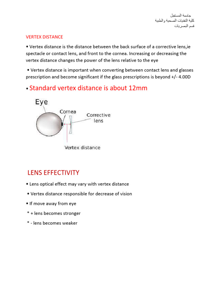 Vertex Distance | PDF | Optometry | Light