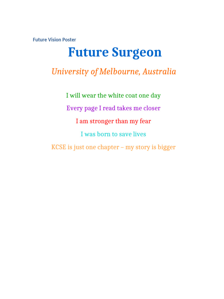 Future Surgeon Aspirations Poster | PDF