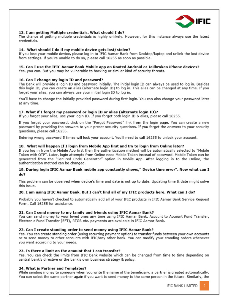 IFIC Aamar Bank FAQ v.2 | PDF | Computer Access Control | Security Engineering