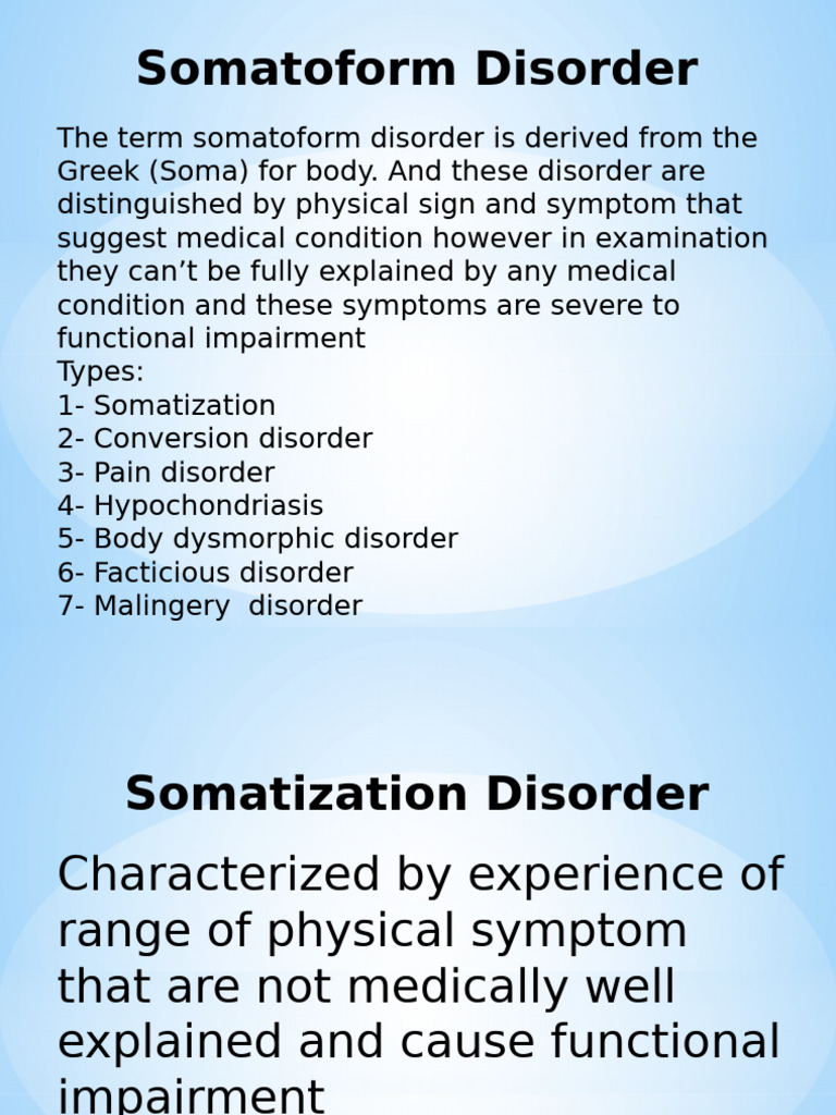 Understanding Somatoform Disorders | PDF | Mental Disorder | Psychology