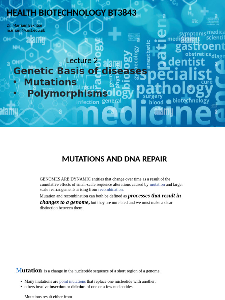 Lecture 2 - Genetic Variants | PDF | Mutation | Genetic Code