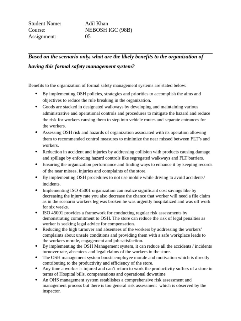 Assignment5 by AdilKhan | PDF | Occupational Safety And Health | Risk