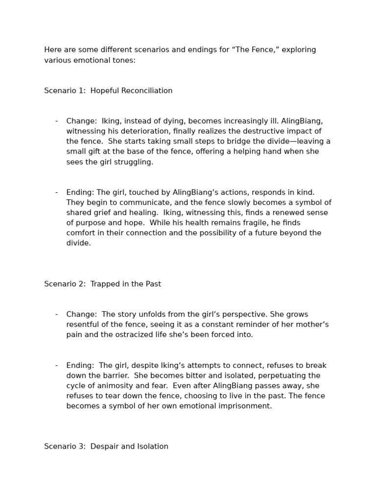 THE FENCE ENDING SCENARIO | PDF