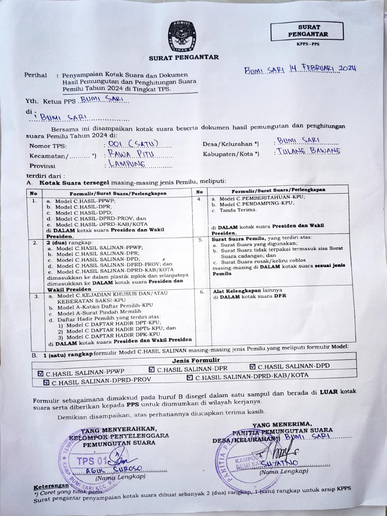 Penghantar Dan Pengembalian Kpps Ke Pps 001 | PDF