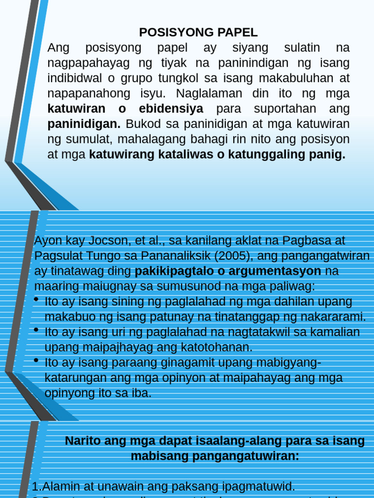 Posisyong Papel Ppt. 1 | PDF