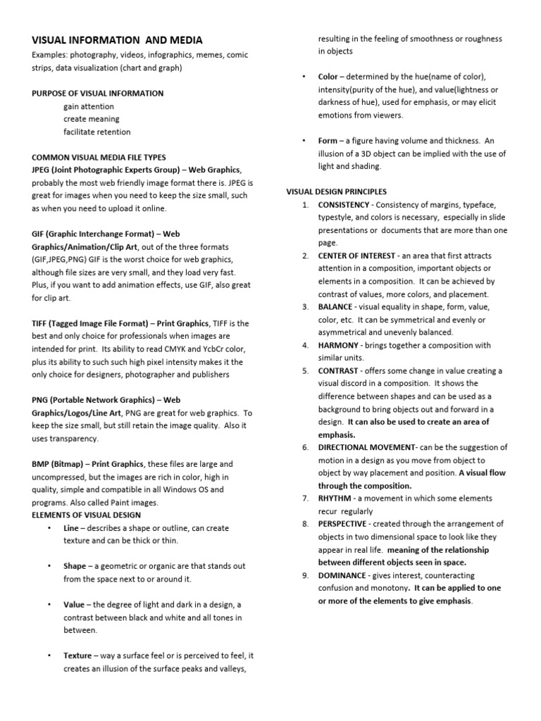 Visual Information and Design Principles | PDF | Composition (Visual ...