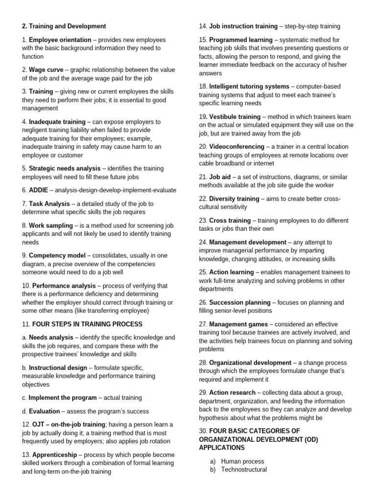 2. Training and Development | PDF | Employment | Organization Development