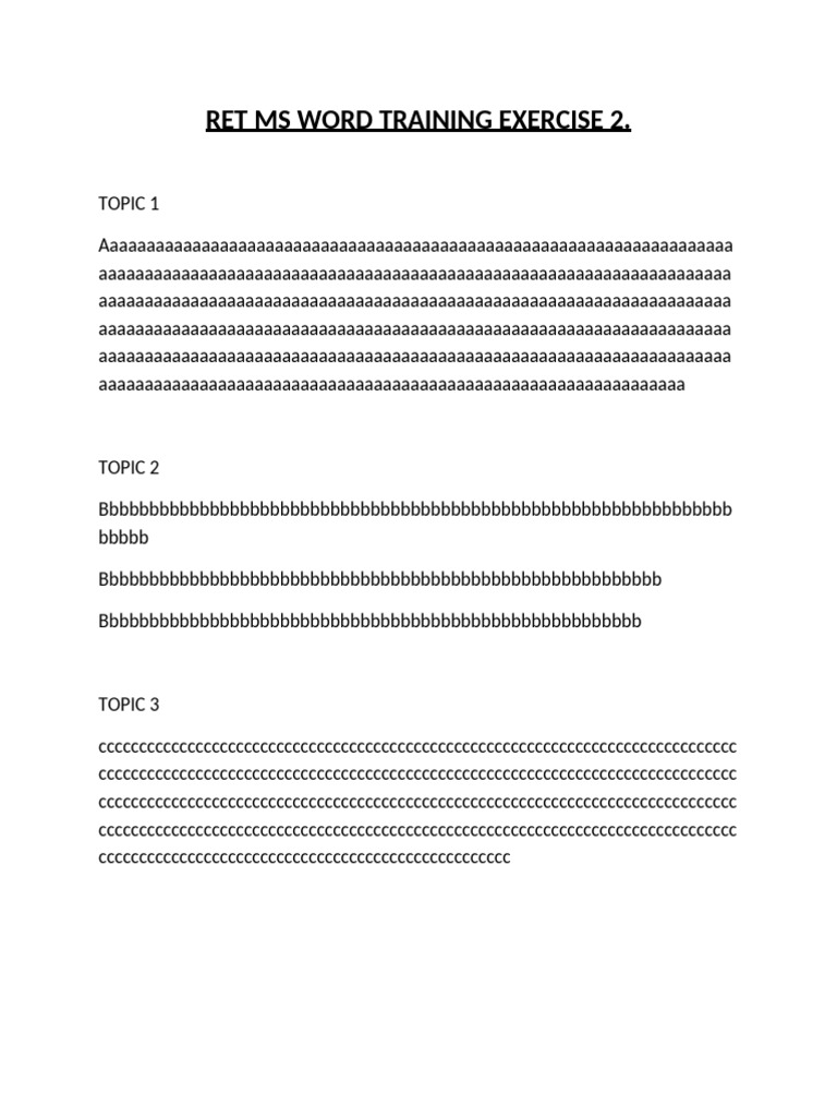Ret MS Word Training Exercise 2 | PDF