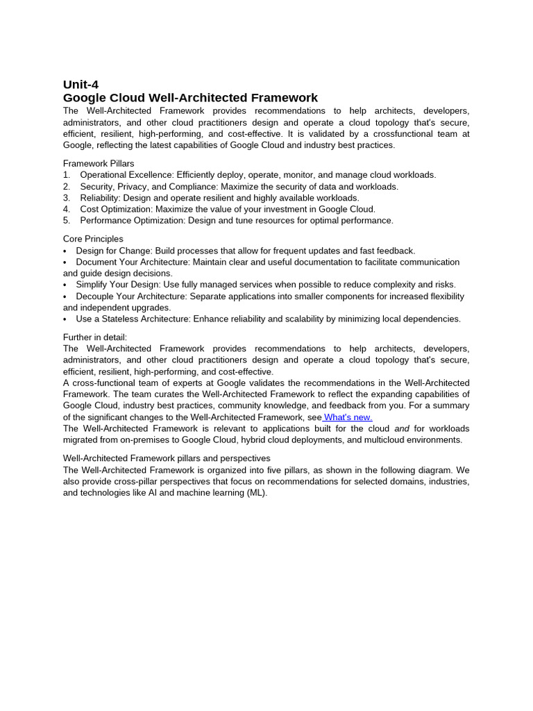 Google Cloud Well Architected Framework | PDF | Cloud Computing | Artificial Intelligence