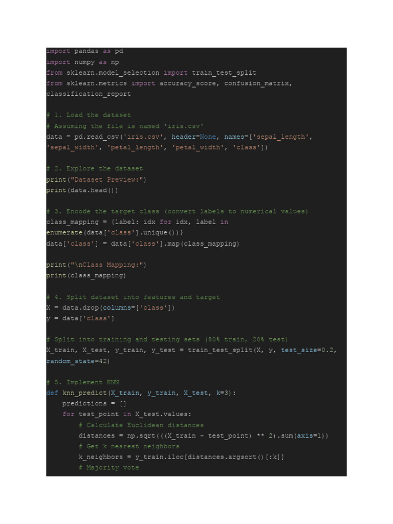 KNN Classification on Iris Dataset | PDF