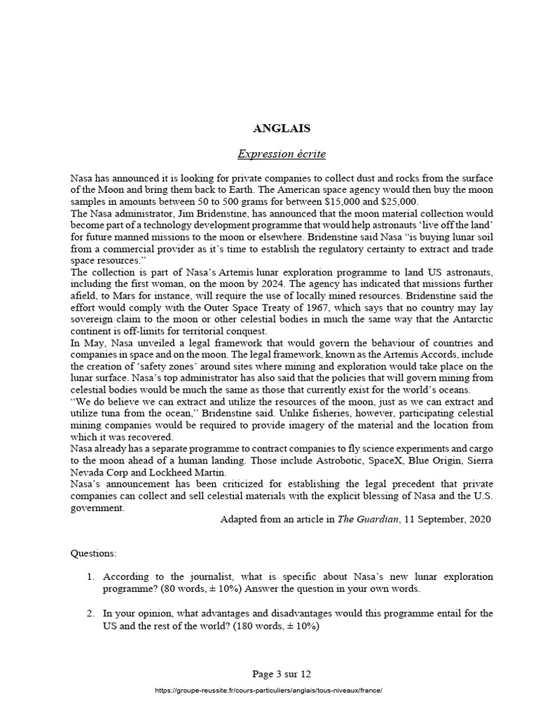 Mines Ponts 2021 | PDF | Moon | Nasa