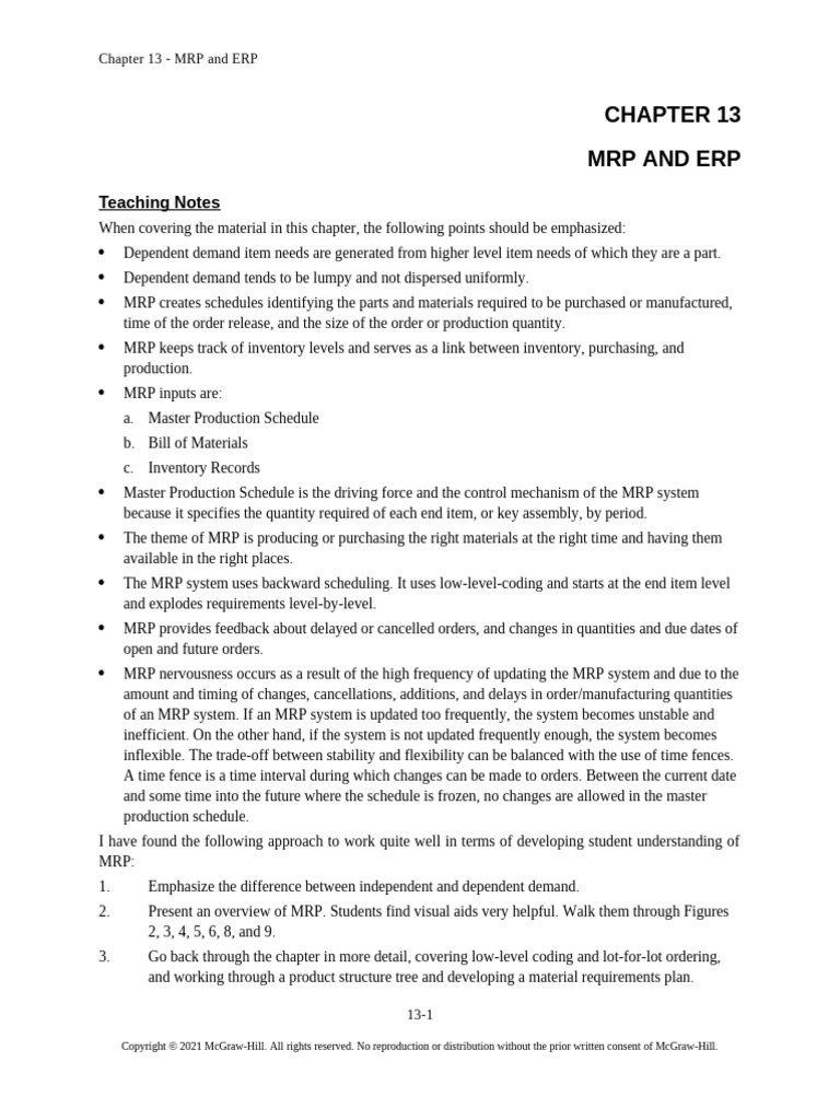 Stevenson OM 14 Chap013 SM Final | PDF | Enterprise Resource Planning | Business