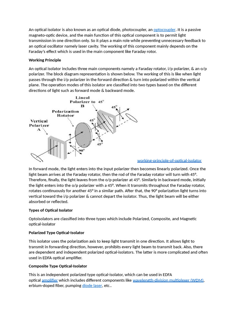 An Optical Isolator Is Also Known As An Optical Diode | PDF ...