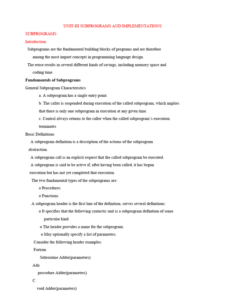 Unit 3 Pdf Parameter Computer Programming Variable Computer Science