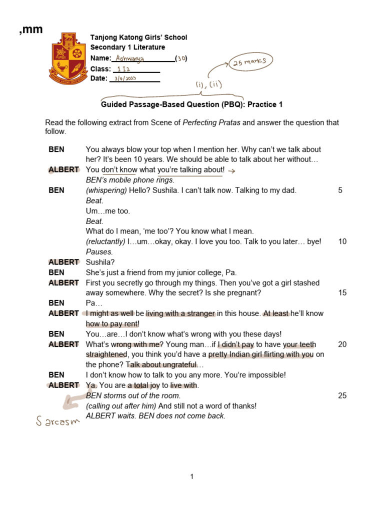 PBQ Guided Practice 1 (G3) | PDF | Anger | Psychology