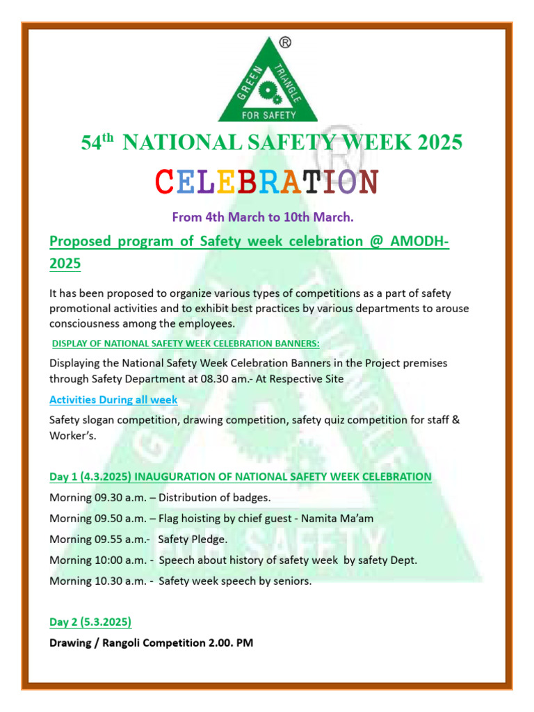 Safet Week Plan - Amodh 25-26 | PDF