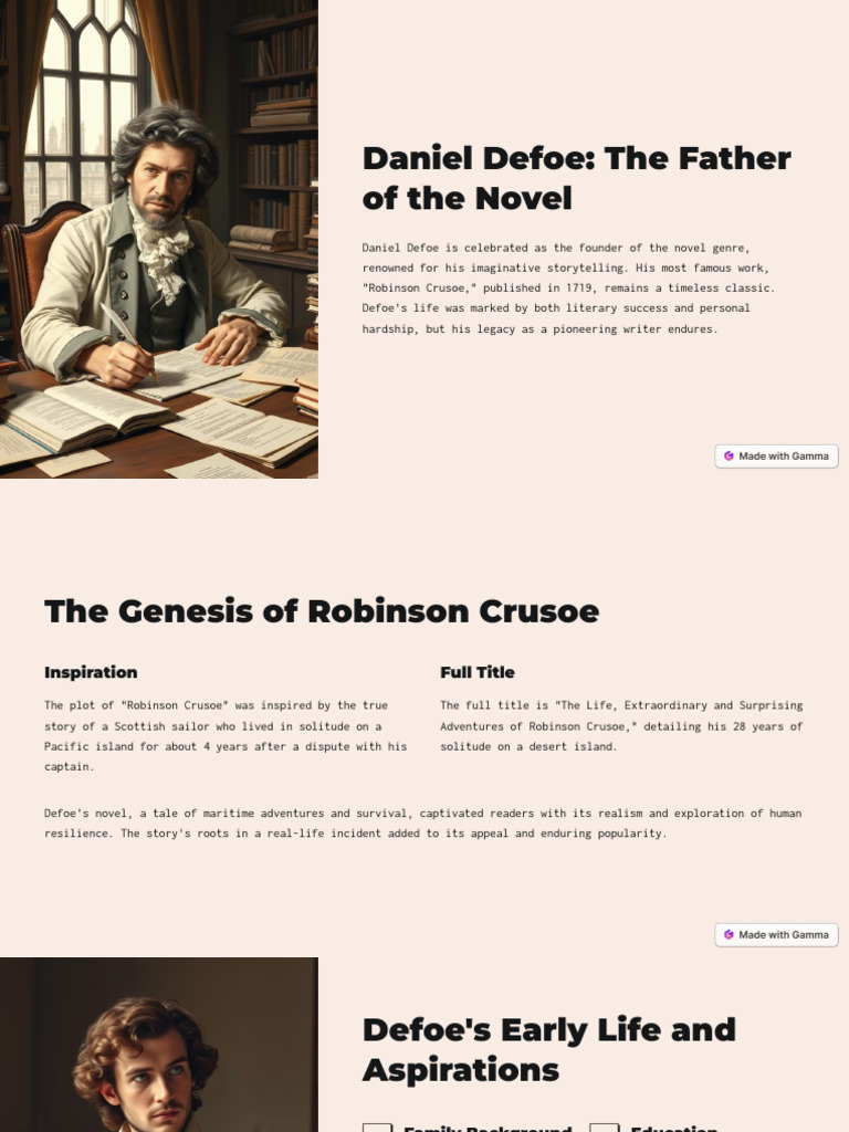 Daniel Defoe The Father of The Novel | PDF | Daniel Defoe | Robinson Crusoe