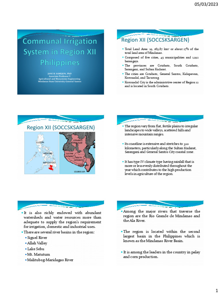 Communal Irrigation System in Socsargen | PDF | Mindanao | Physical ...