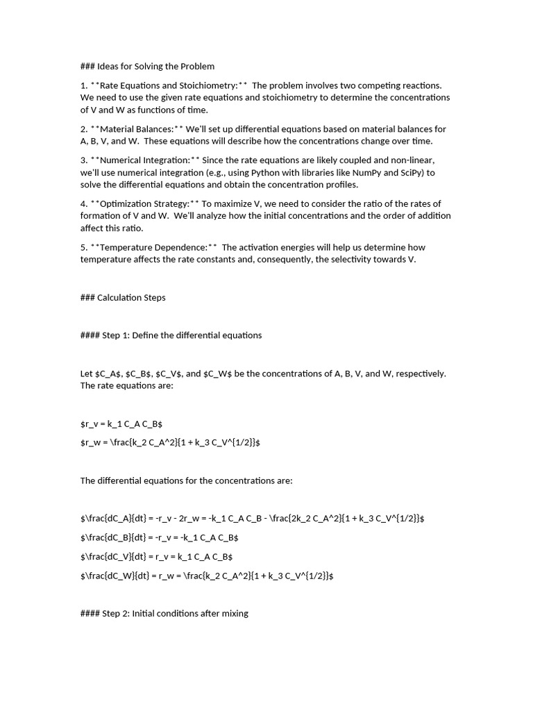 Concentration Profiles of Competing Reactions | PDF | Stoichiometry ...