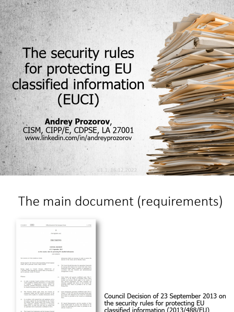 The Rules For Protecting EU Classified Information 1696256769 | PDF ...