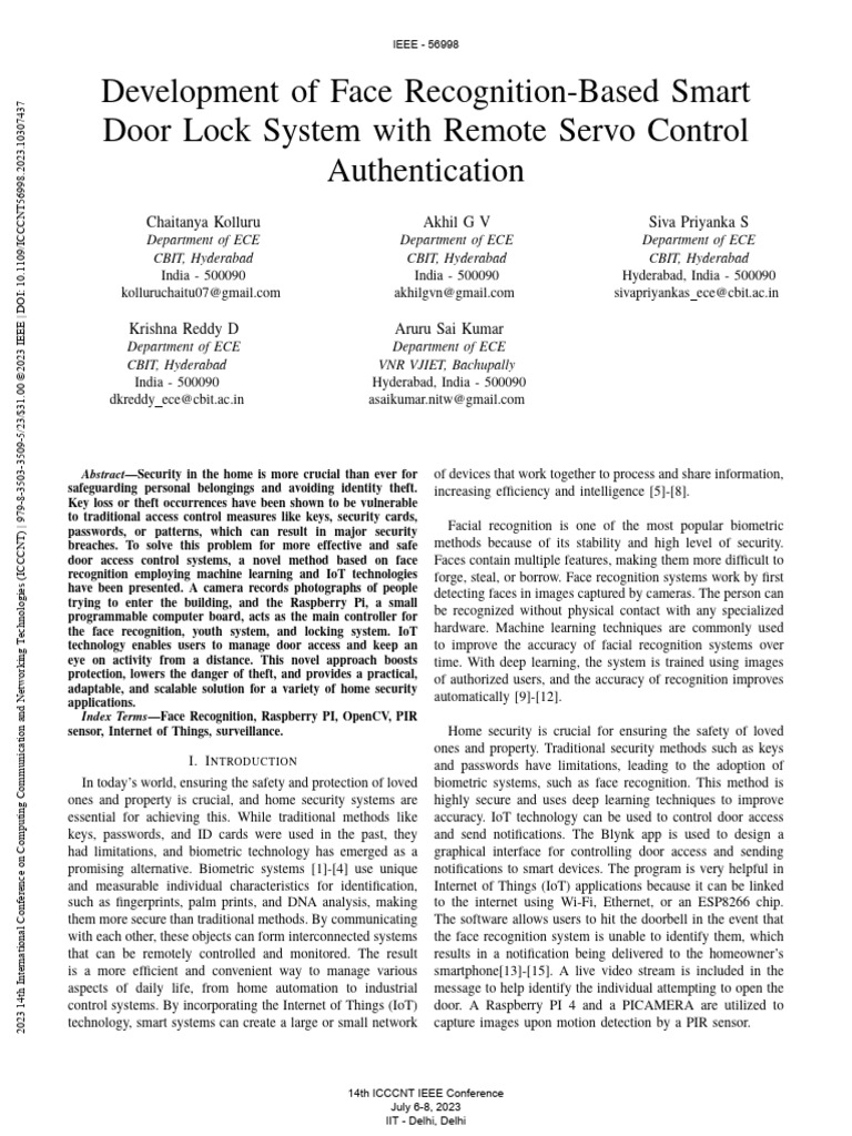 Development of Face Recognition-Based Smart Door Lock System With ...