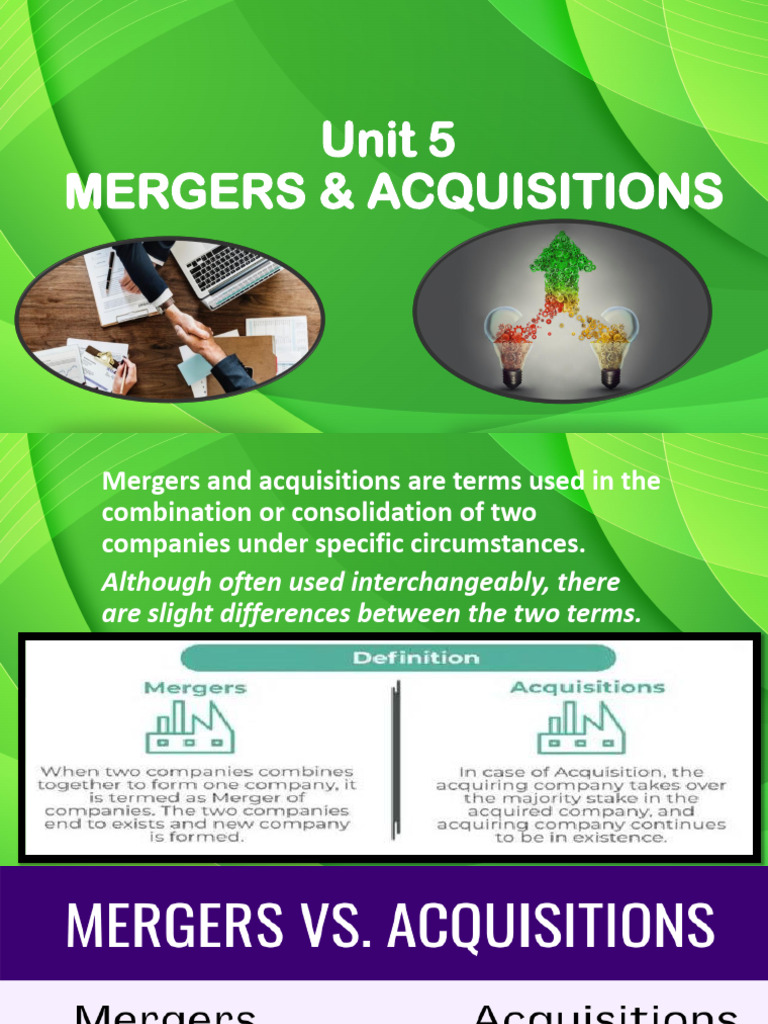 Unit 5 - Mergers and Acquisitions | PDF | Mergers And Acquisitions | Takeover