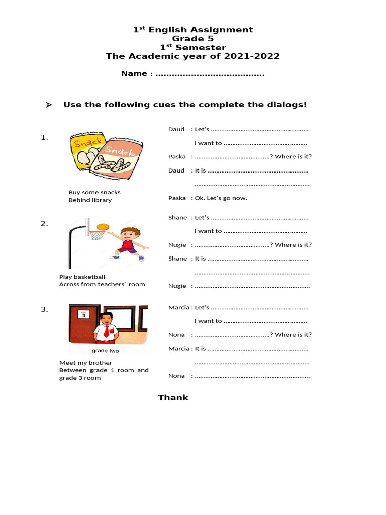 Grade 5 1st English Assignment | PDF