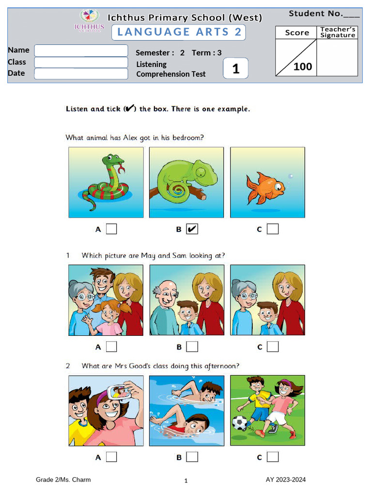 Language Arts 2: Name Class Date Semester: 2 Term: 3 | PDF