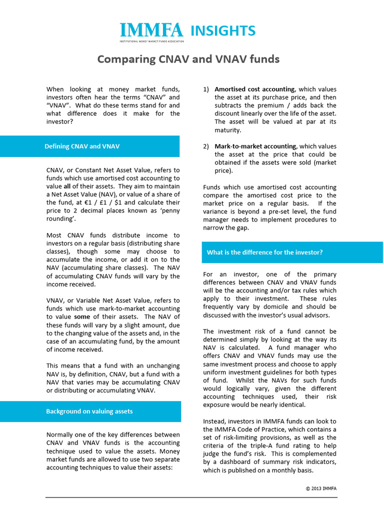 IMMFA Insights - Comparing CNAV and VNAV Funds April 2013 | PDF ...