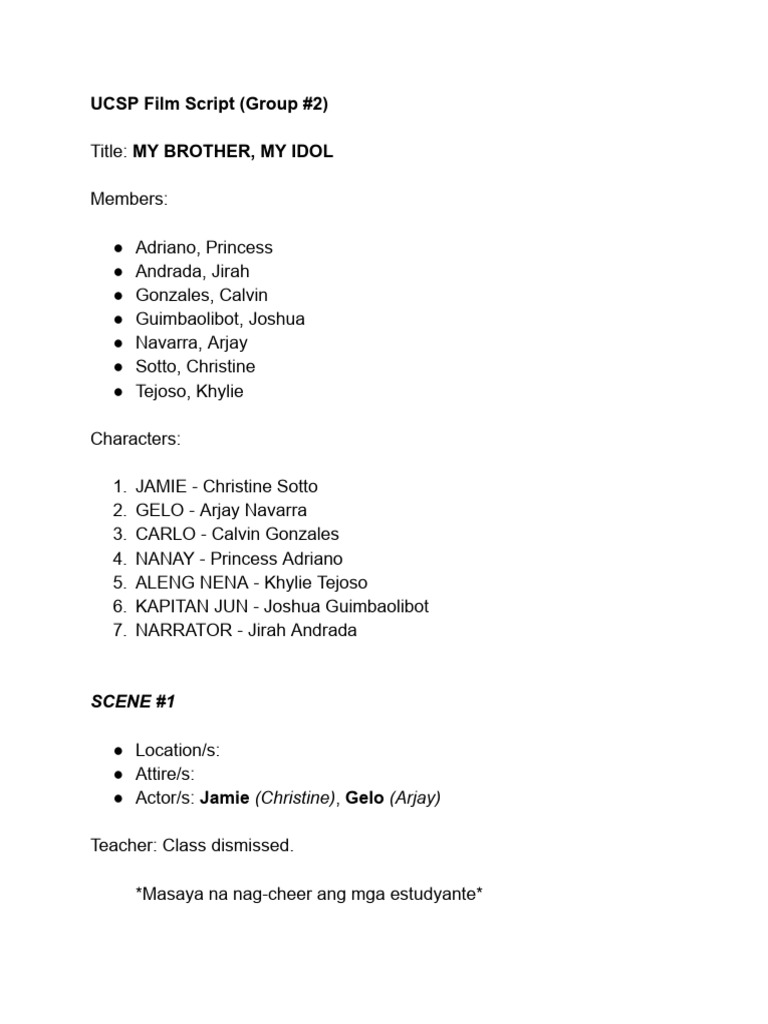 UCSP Film Script (Group #2) | PDF