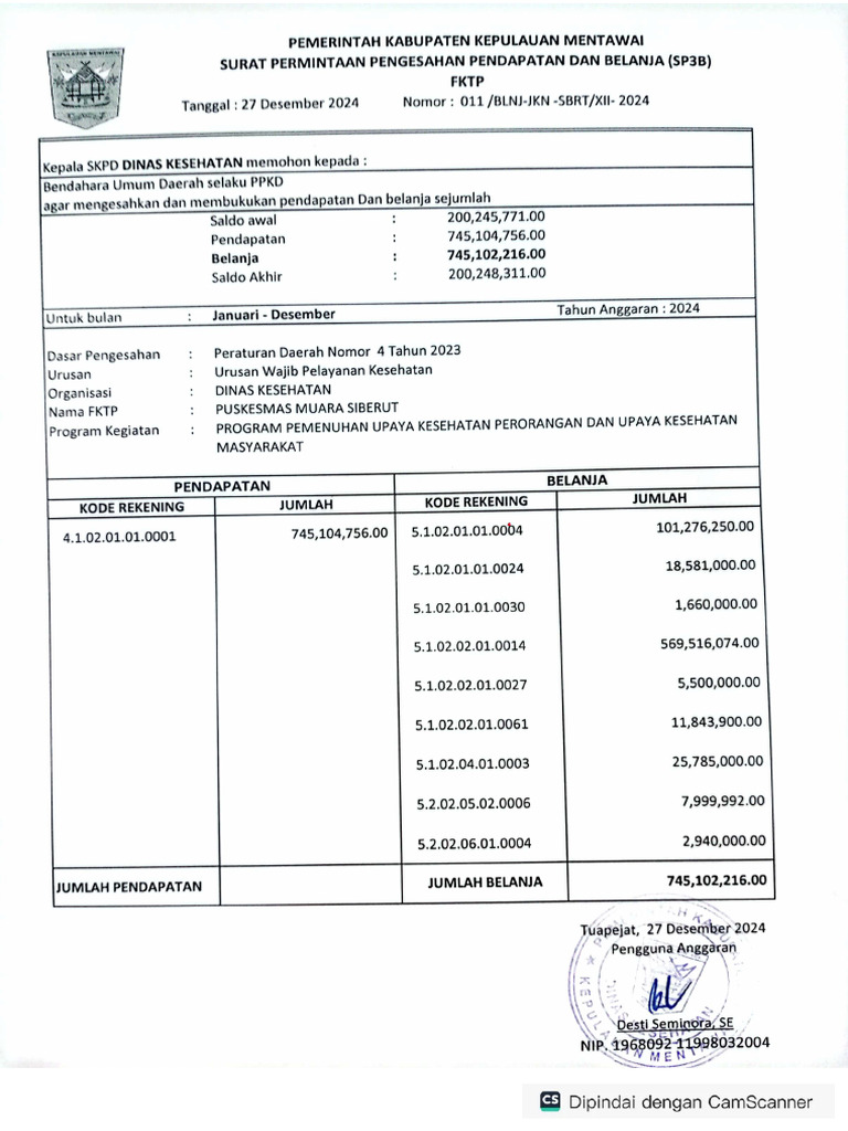 SP3B Belanja JKN Siberut | PDF