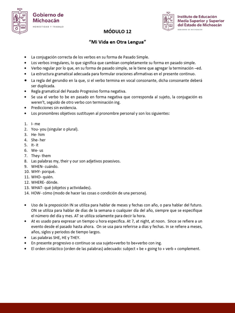 Temario Modulo 12 | PDF