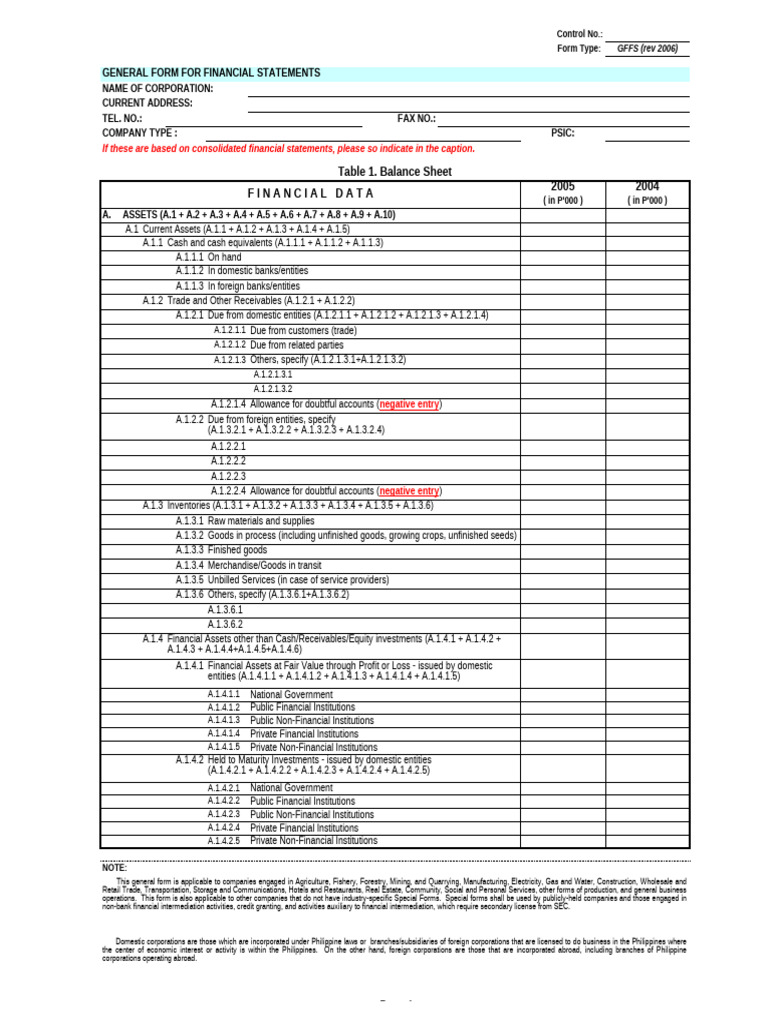 GFFS General Form Rev 20061 | PDF | Expense | Revenue