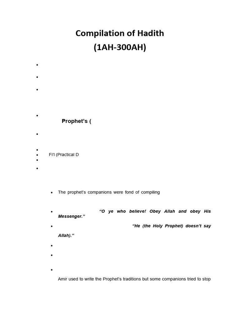 Compilation of Hadith althree stages in detailfewjwejiweijwfejifj | PDF | Hadith | Muhammad
