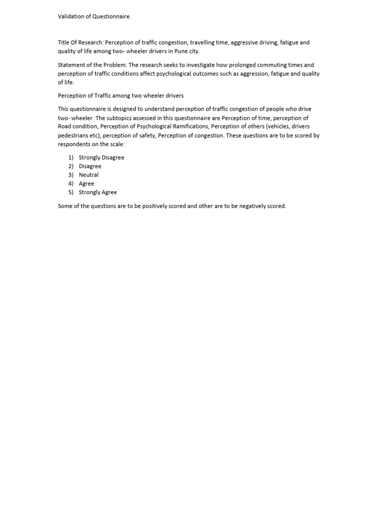 Traffic Perception Survey for Pune Riders | PDF | Traffic | Traffic ...