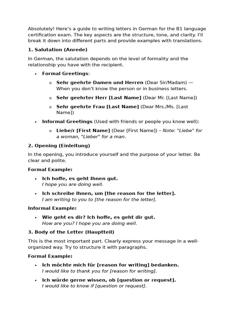 Writing Formal and Informal Letters in German | PDF