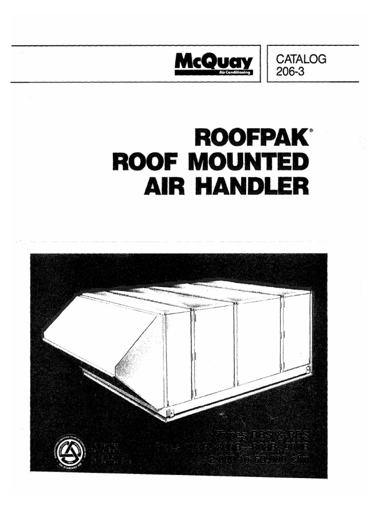 McQuay ROOF MOUNTED AIR HANDLER | PDF