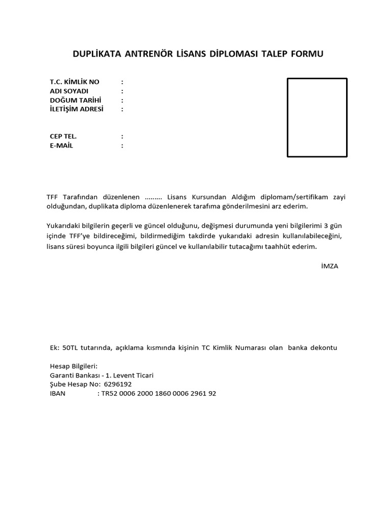 Duplikata Talep Formu Revize | PDF