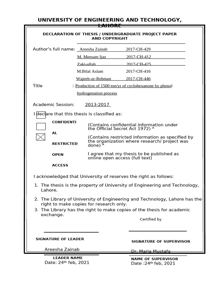 Final Year Thesis | PDF | Heat Exchanger | Chemical Reactor