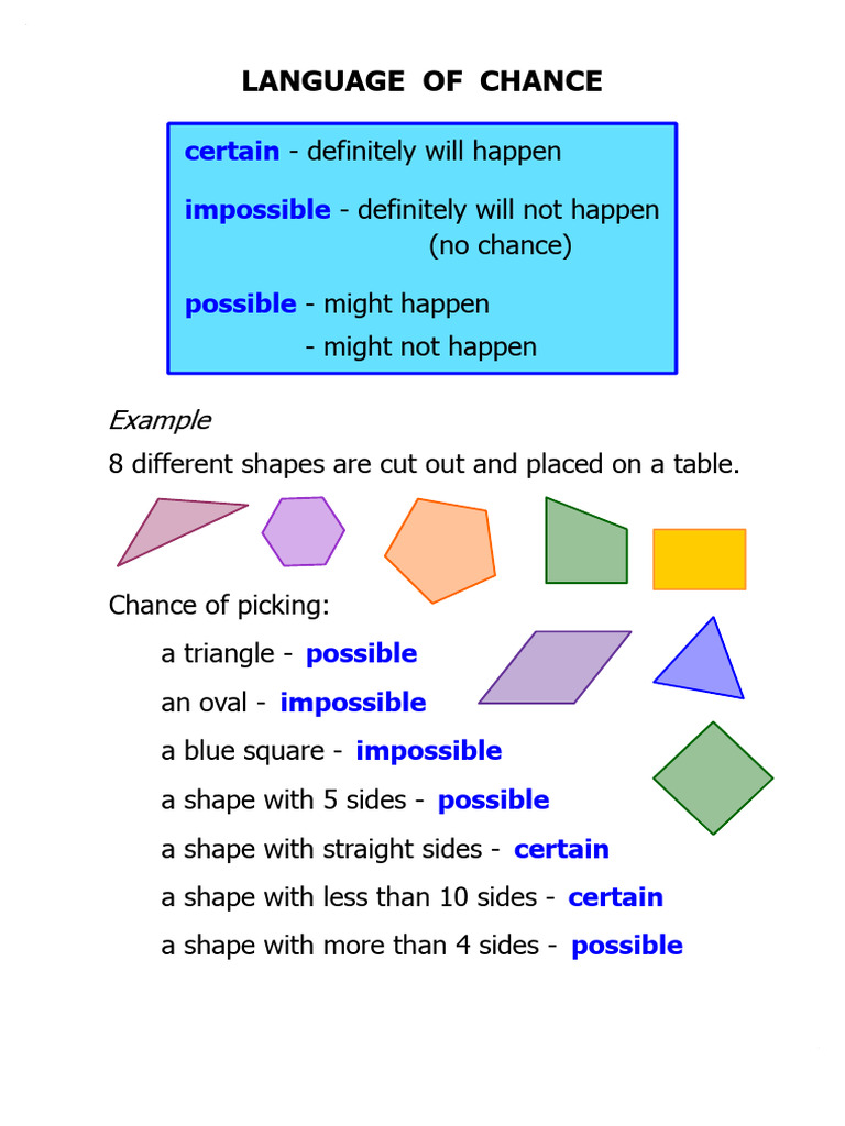 Year 1statistics and ProbabilityChance Language of Chance p2134-102 | PDF