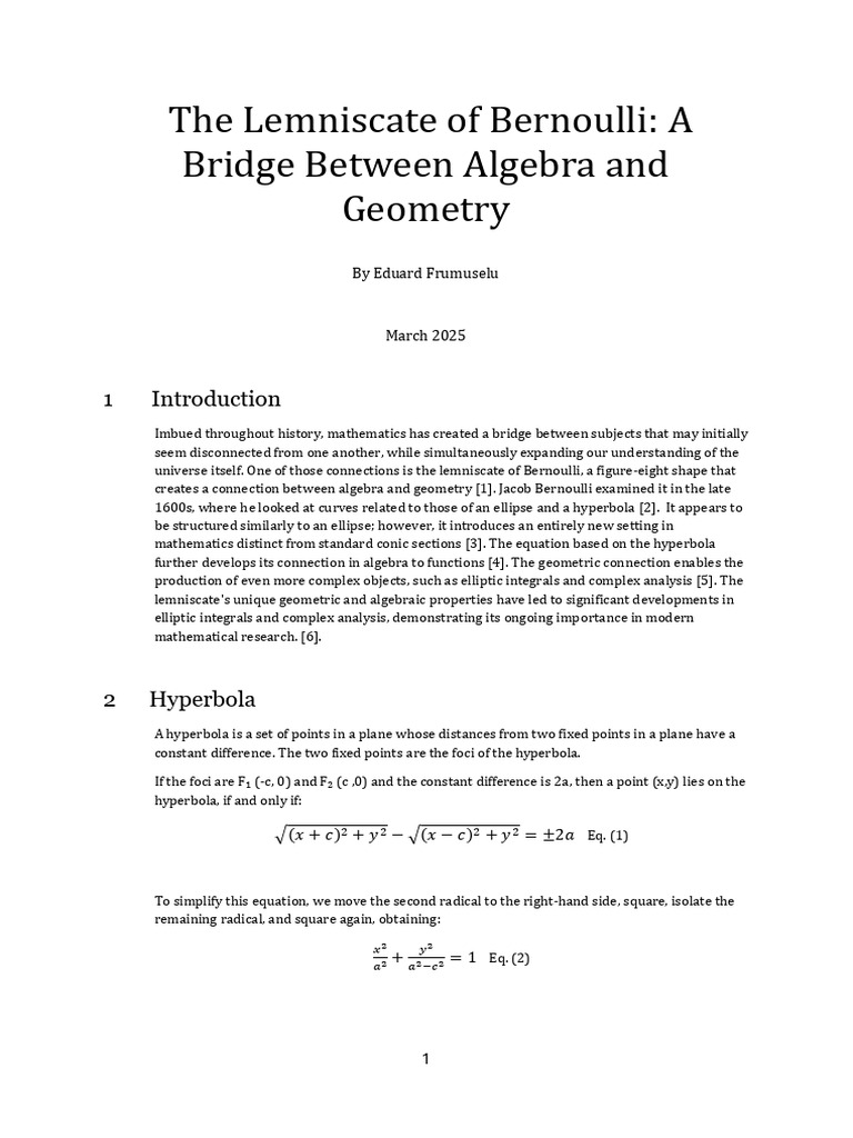 Lemniscate of Bernoulli Explained | PDF | Ellipse | Equations