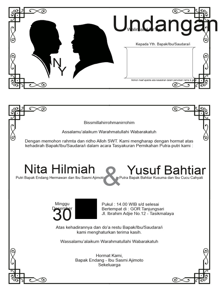 Undangan Tasyakuran Pernikahan Nita-Yusuf | PDF