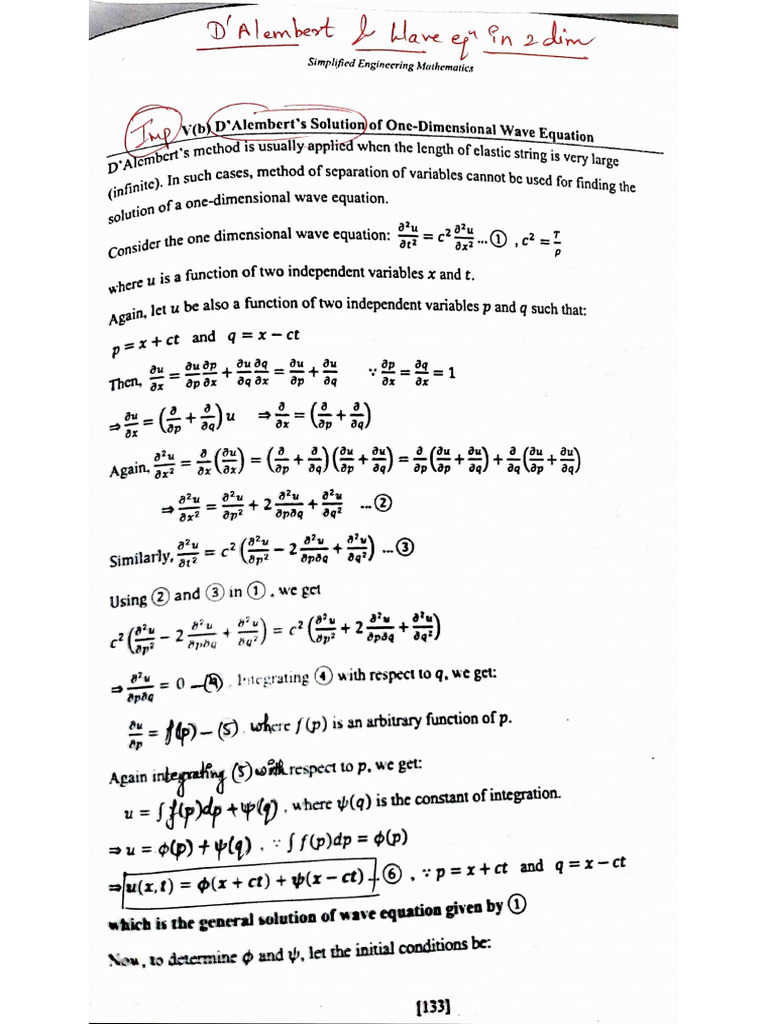 Lecture V D-Alembert's solution to One-Dimensional Wave Equation and ...