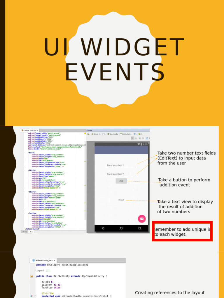 Events On UI Widgets | PDF