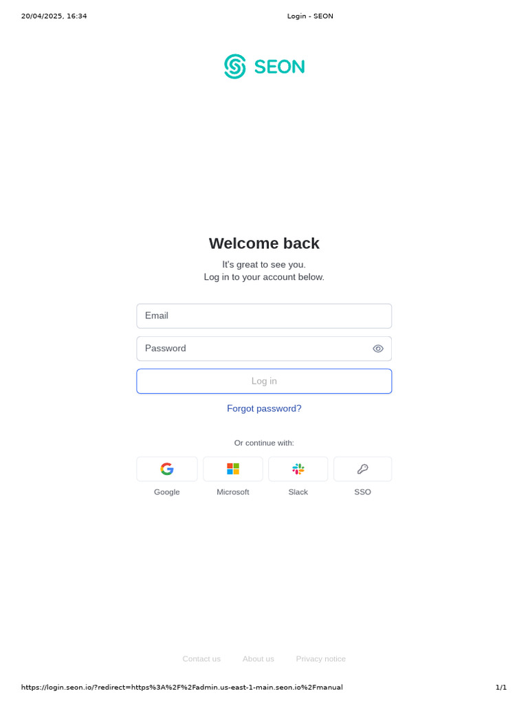 SEON Account Login Page | PDF