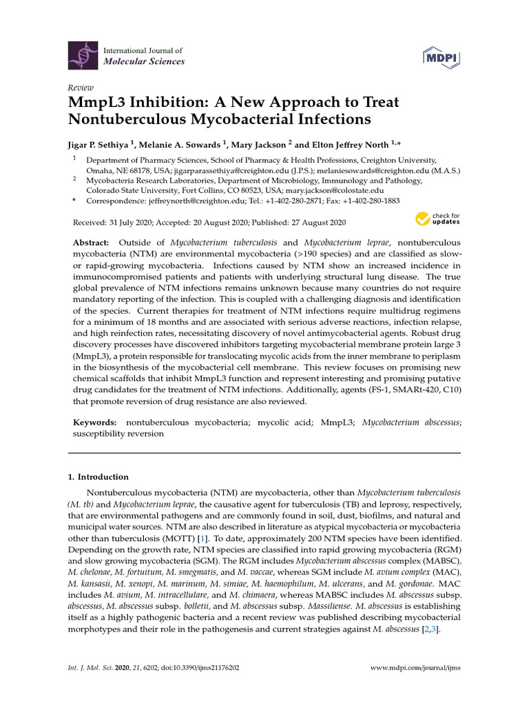 MmpL3 Inhibition A New Approach To Treat Nontuberculous Mycobacterial ...