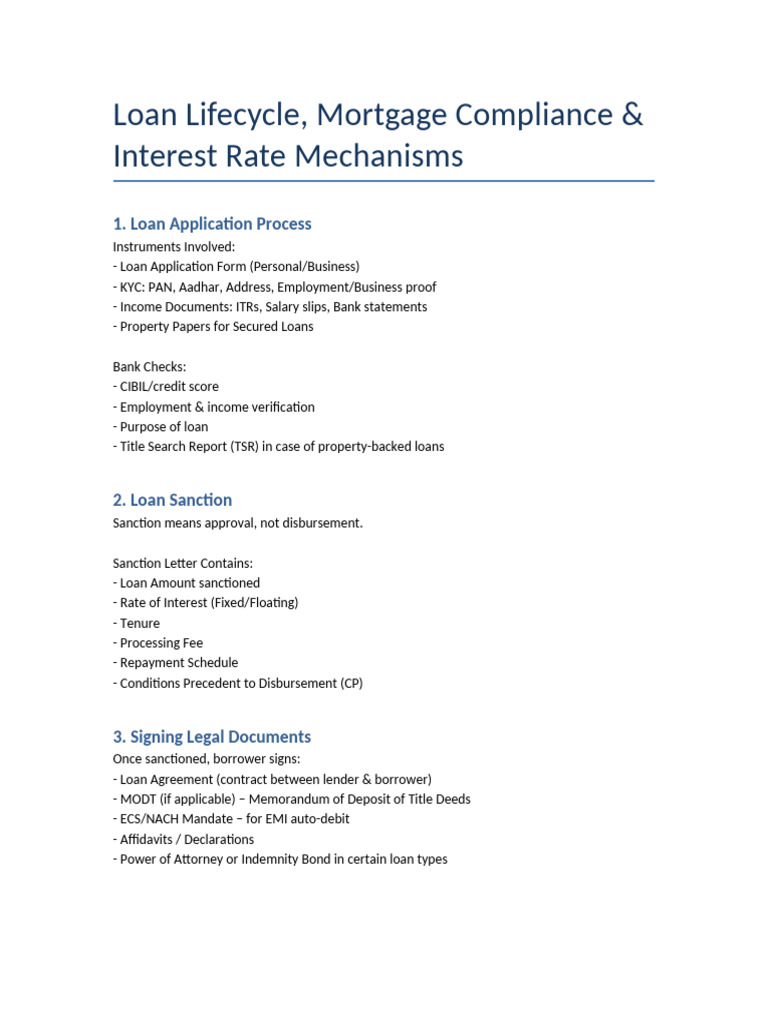 Loan Lifecycle: Steps and Compliance | PDF | Loans | Interest
