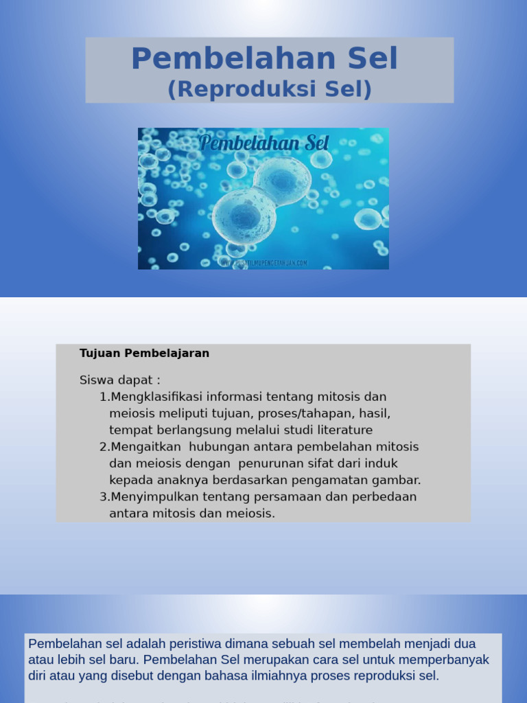 Reproduksi Sel (Mitosis - Meiosis) | PDF