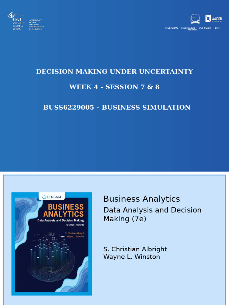 20240624232005D5444 W4S7 8 Decision Making Under Uncertainty | PDF | Risk Aversion | Risk