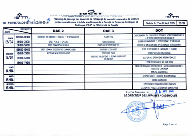 Rattrapage Dae Et Dot | PDF